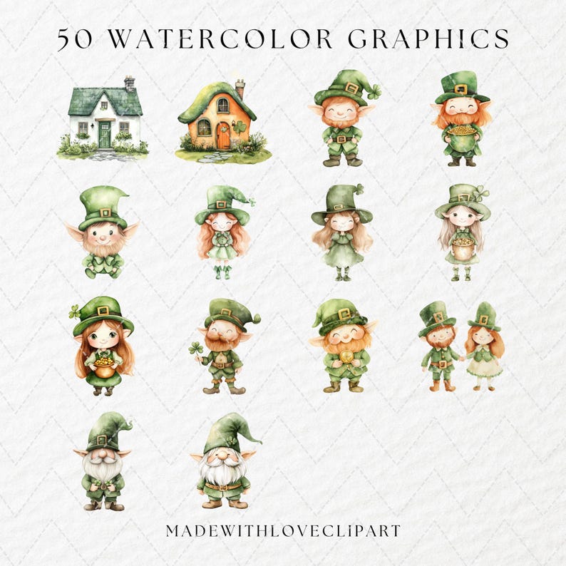 Watercolor St Patricks Day Clipart, Cute Leprechaun Clipart, Saint ...