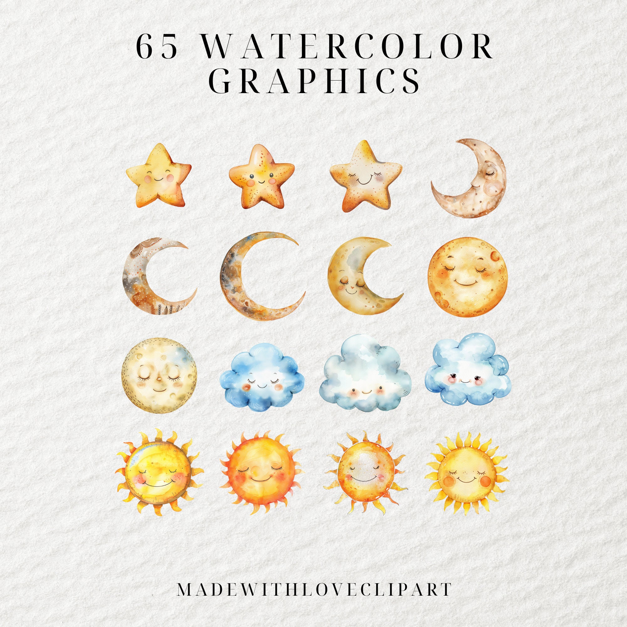 Watercolor Boho Doodle Clipart Bundle, Boho Baby Clipart Pack, Boho ...