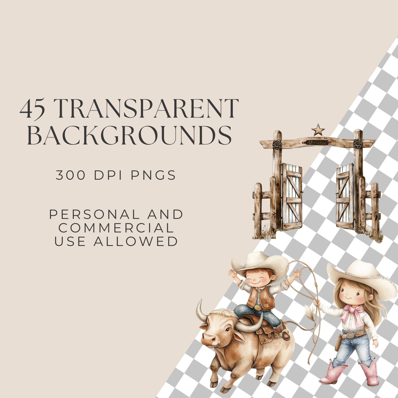 Watercolor Rodeo Clipart, Little Cowboy Clipart Bundle, Cute Cowboy ...