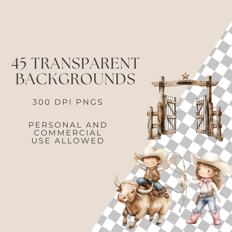 Watercolor Rodeo Clipart, Little Cowboy Clipart Bundle, Cute Cowboy ...