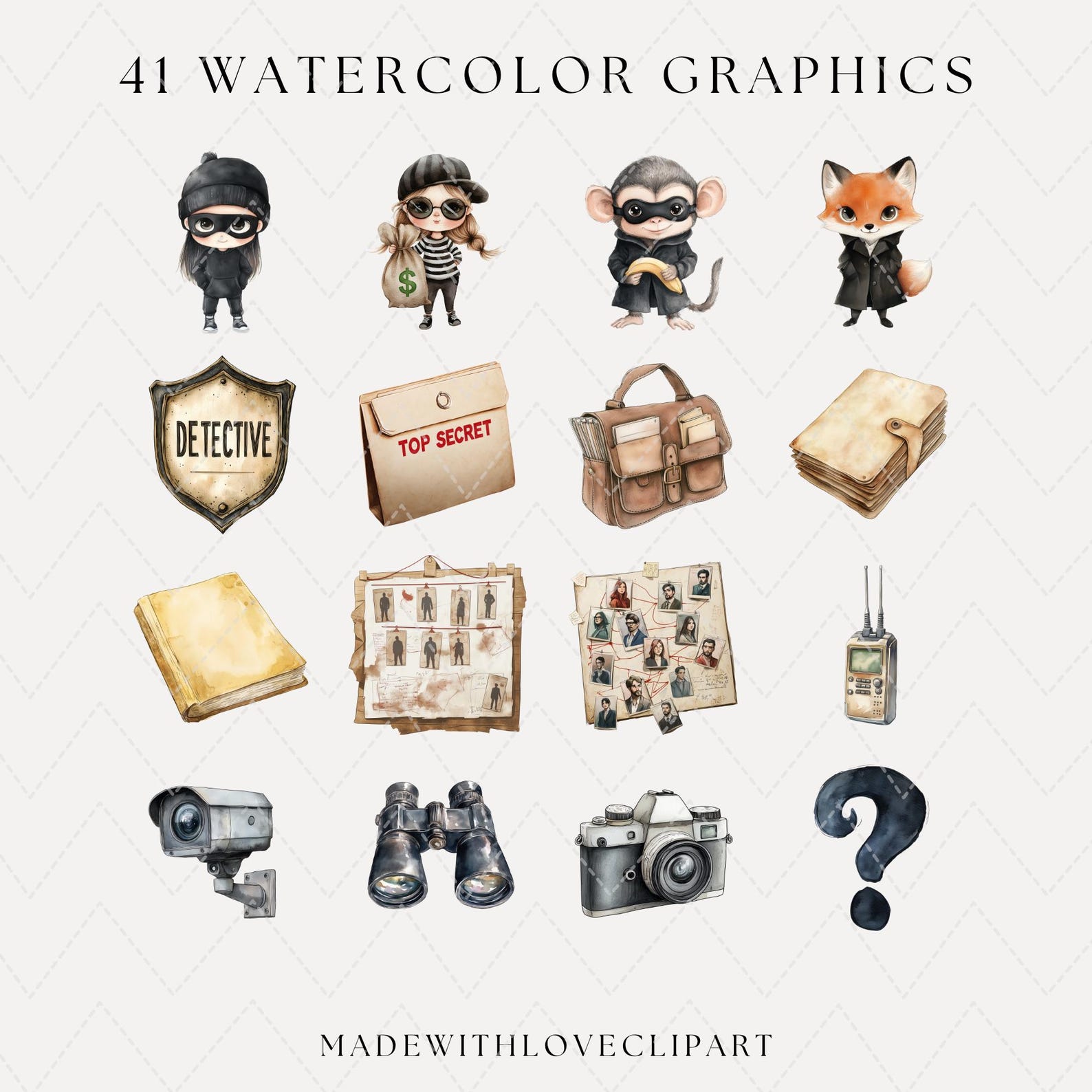 Cute Detective Clipart, Little Spy Clipart, Secret Agent, Mystery ...