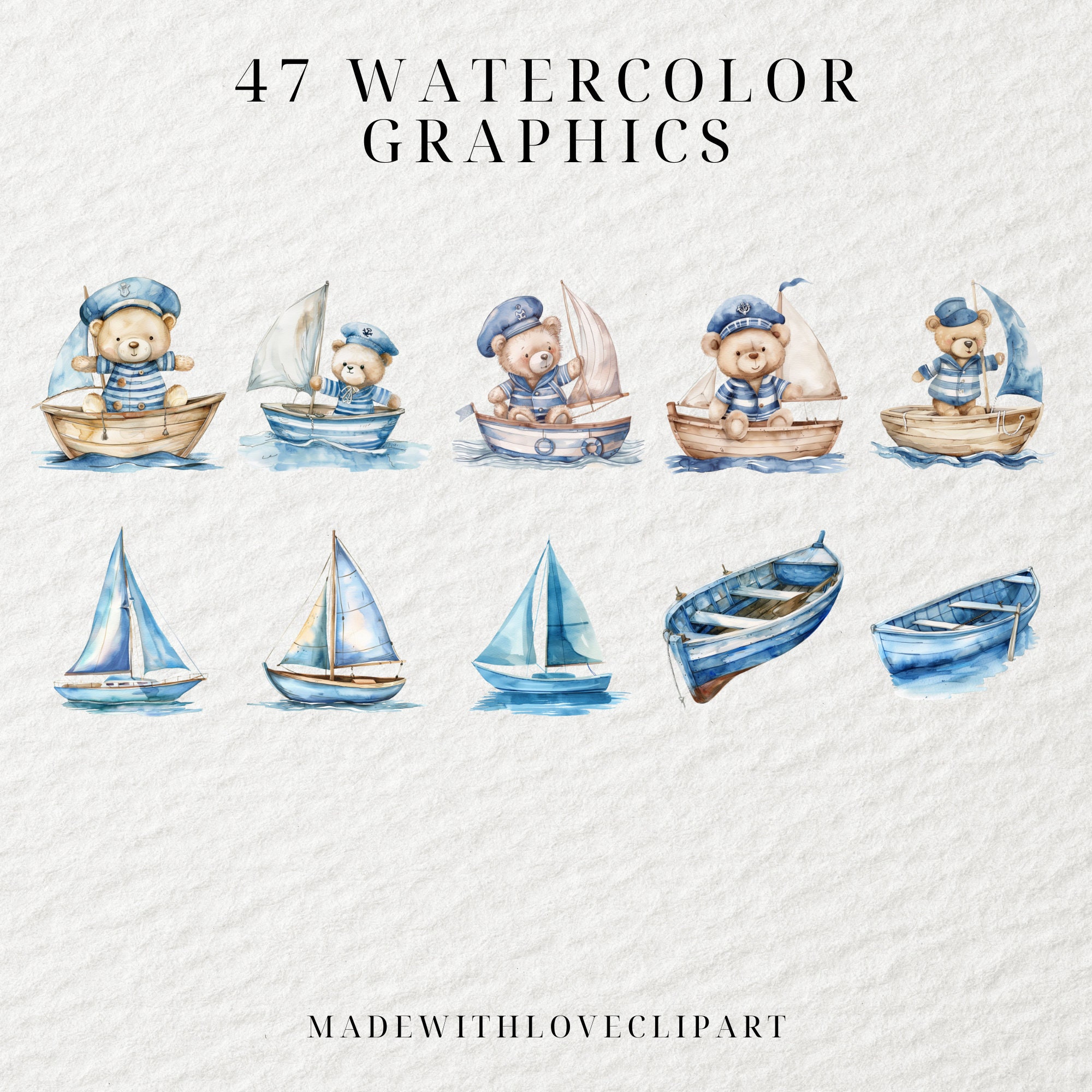 Watercolor Cute Little Sailor Bear Clipart, Sailor Teddy Bear Clip Art ...