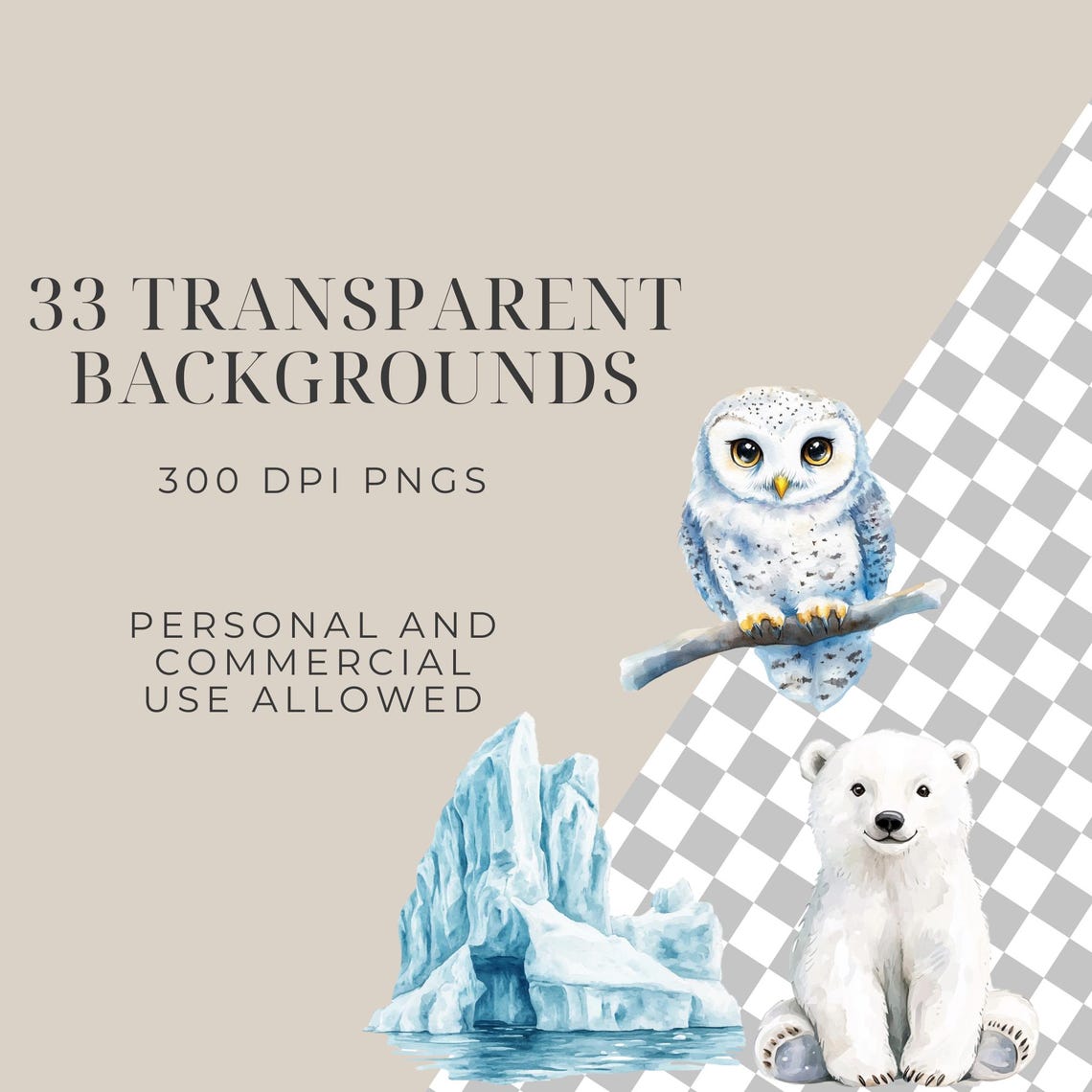 Watercolor Arctic Animals, Winter Animals Clipart, Winter Wonderland ...