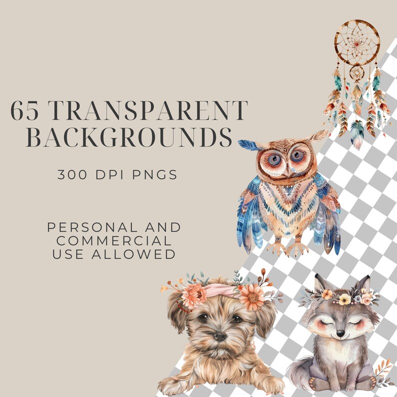 Watercolor Boho Doodle Clipart Bundle, Boho Baby Clipart Pack, Boho ...