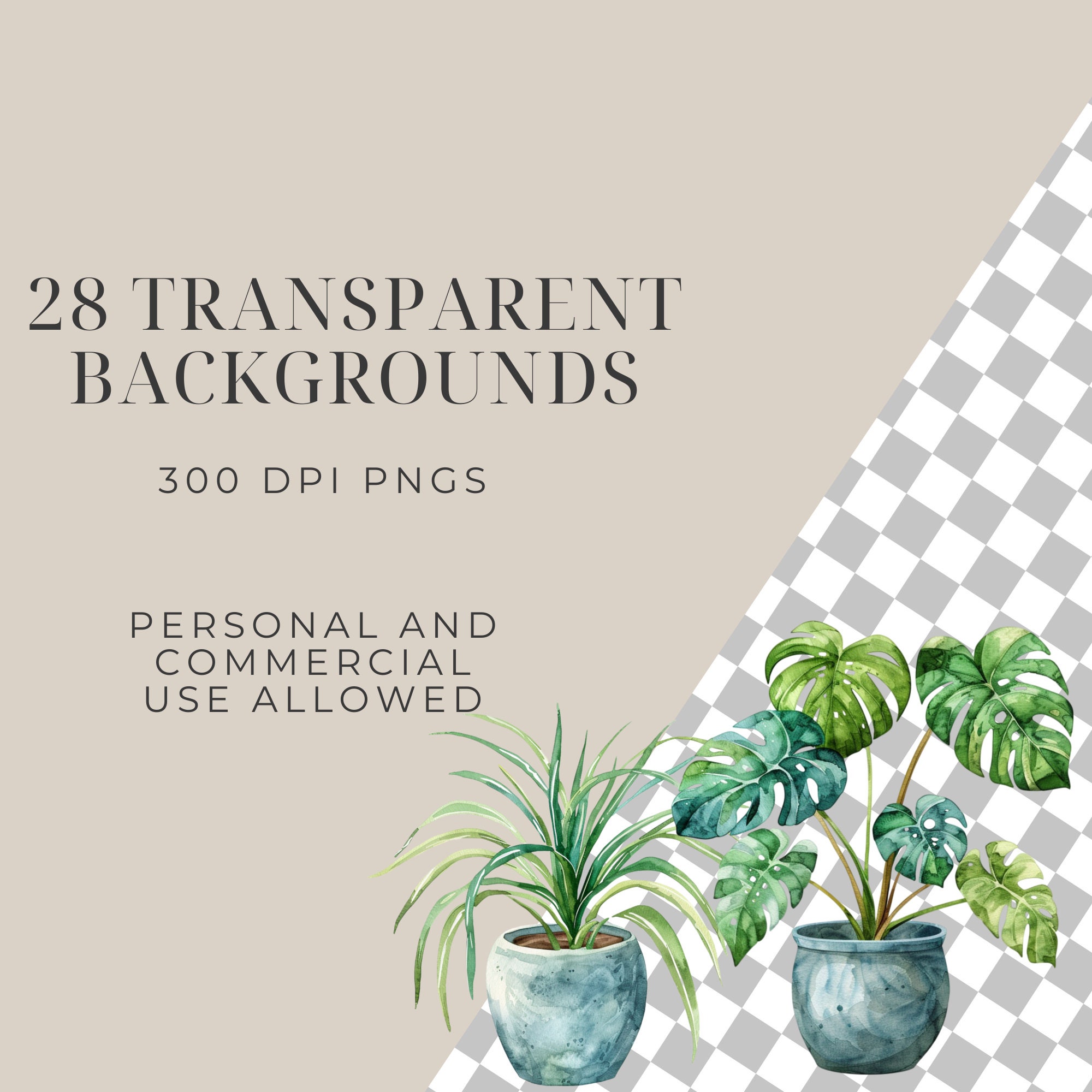 Watercolor House Plants Clipart, Indoor Plants Clipart, Potted Plants ...