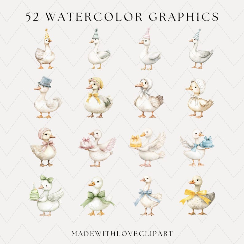 Watercolor Silly Goose Clipart, Spring Vintage Clipart, Cute Goose ...