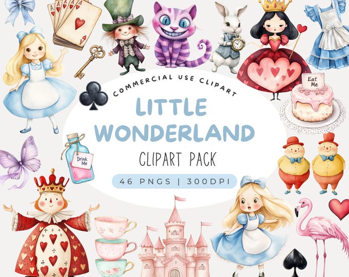 Alice in Wonderland Clipart Watercolour Fairytale Clipart Fairy Tale ...