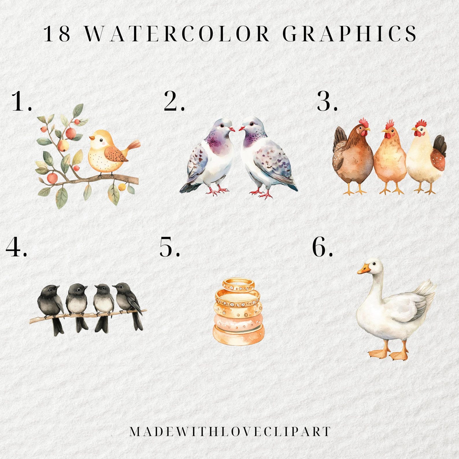 Watercolor 12 Days of Christmas Clipart, Twelve Days of Christmas ...