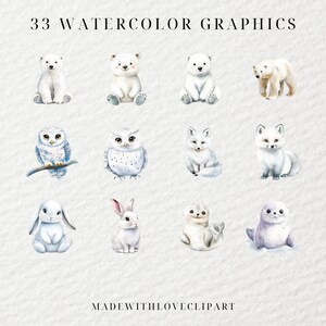Watercolor Arctic Animals, Winter Animals Clipart, Winter Wonderland ...