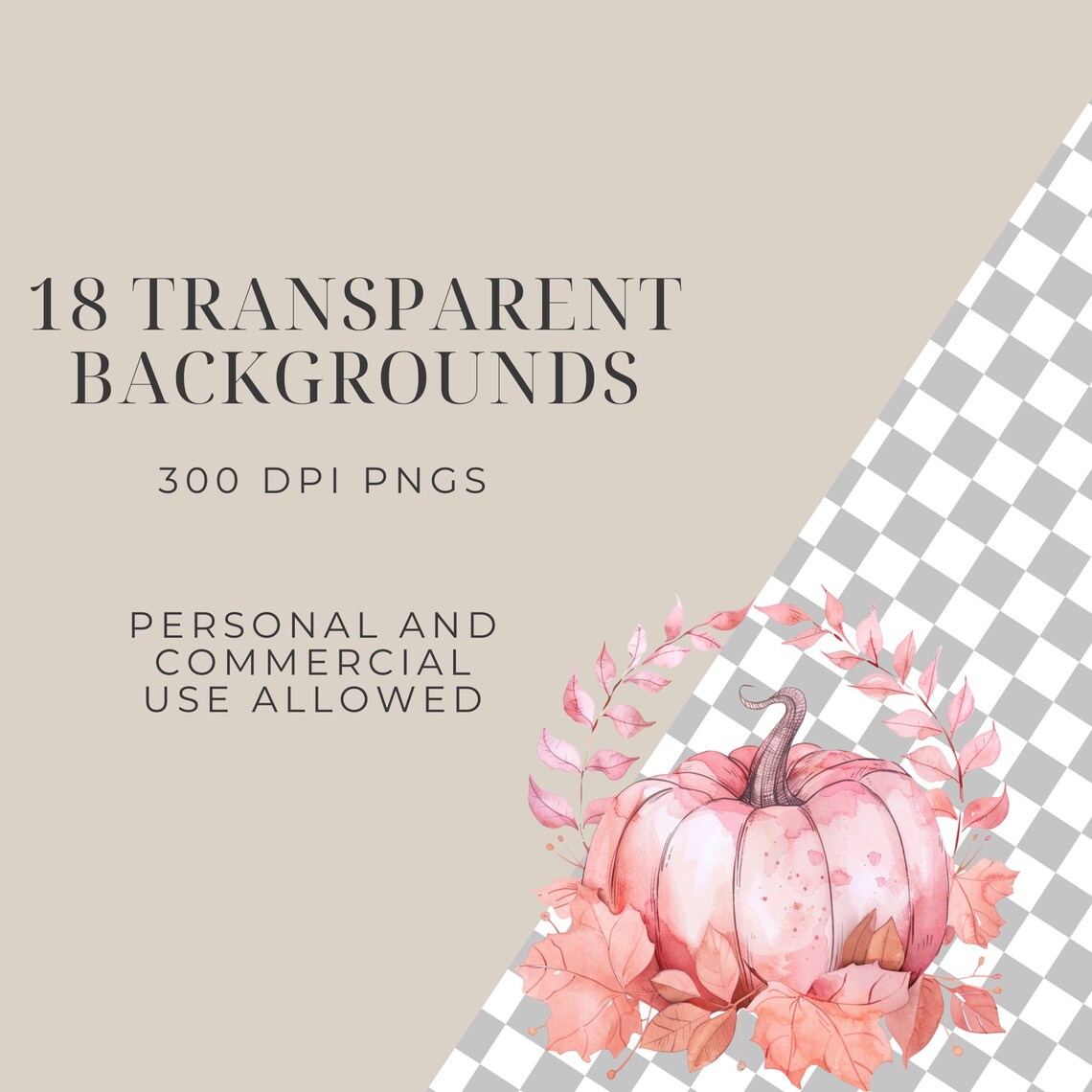 Watercolor Pink Pumpkin Clipart, Pink Gingham Pumpkins, Autumn Clipart ...