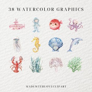 Watercolor Under the Sea Clipart, Undersea Clipart, Nautical Clipart ...
