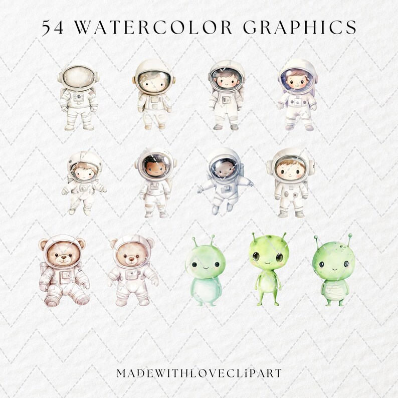 Watercolor Space Astronaut Clipart, Solar System Clipart, UFO Clipart ...