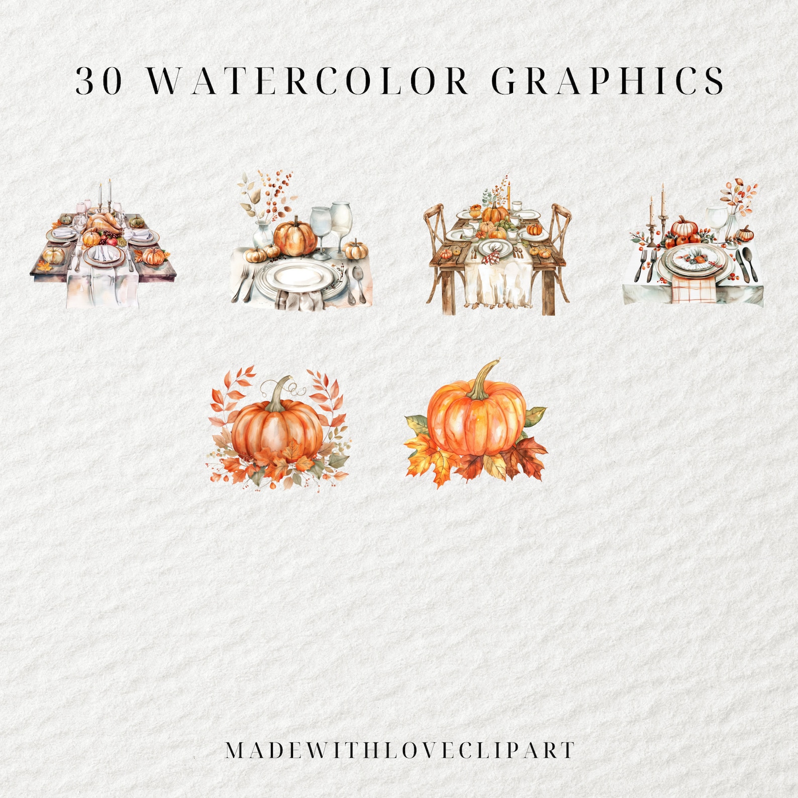 Watercolor Potluck Clipart, Thanksgiving Clipart, Pumpkin Clipart, Fall ...