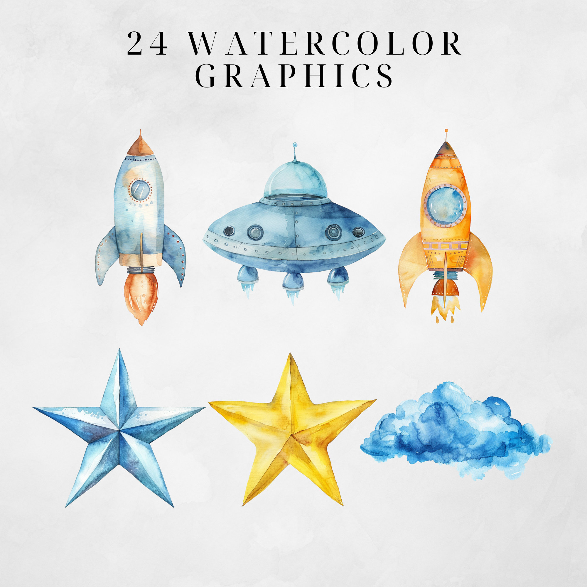 Watercolor Space Clipart Pack, Astronaut Rocket Clipart, Astronaut Clip ...