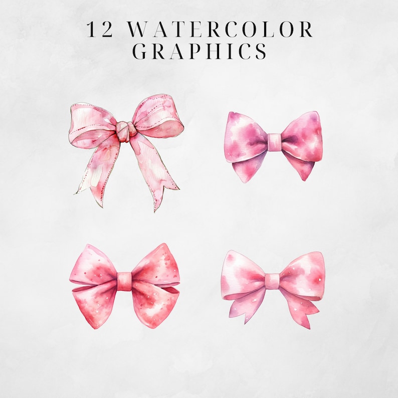 Watercolor Pink Bows Clipart Bundle, Ribbons Clipart, Girly Clipart ...