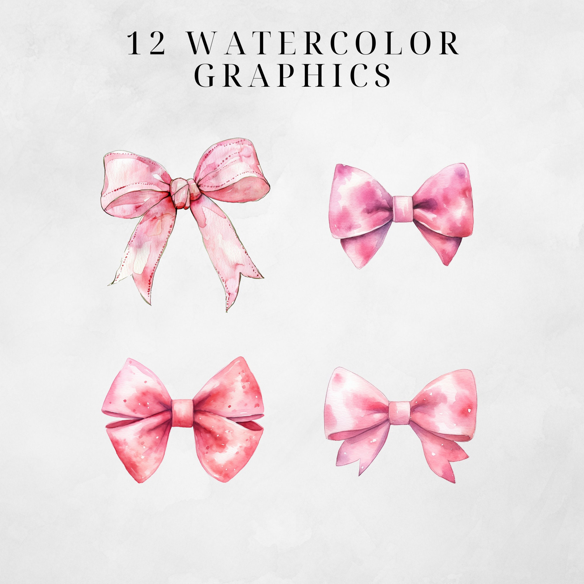 Watercolor Pink Bows Clipart Bundle, Ribbons Clipart, Girly Clipart ...
