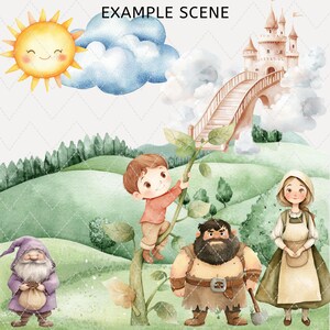 Watercolor Jack and the Beanstalk Clipart, Nursery Rhymes Clipart ...