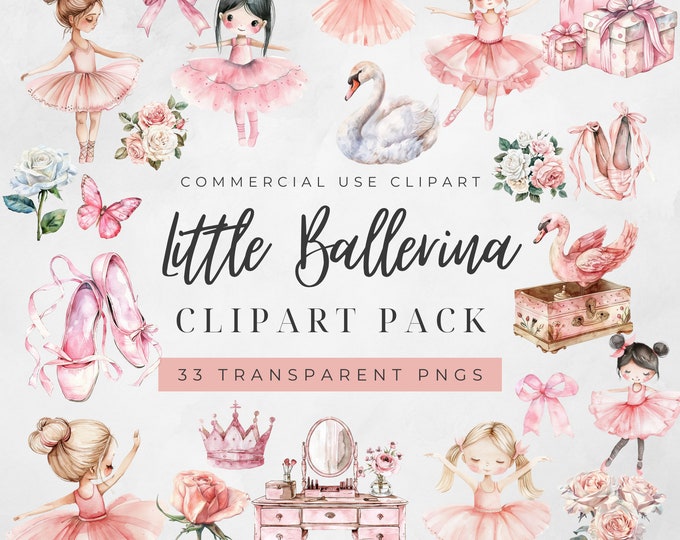 Ballerina Party Clipart - Cute Ballet Clipart - Neutral Clipart - Party ...