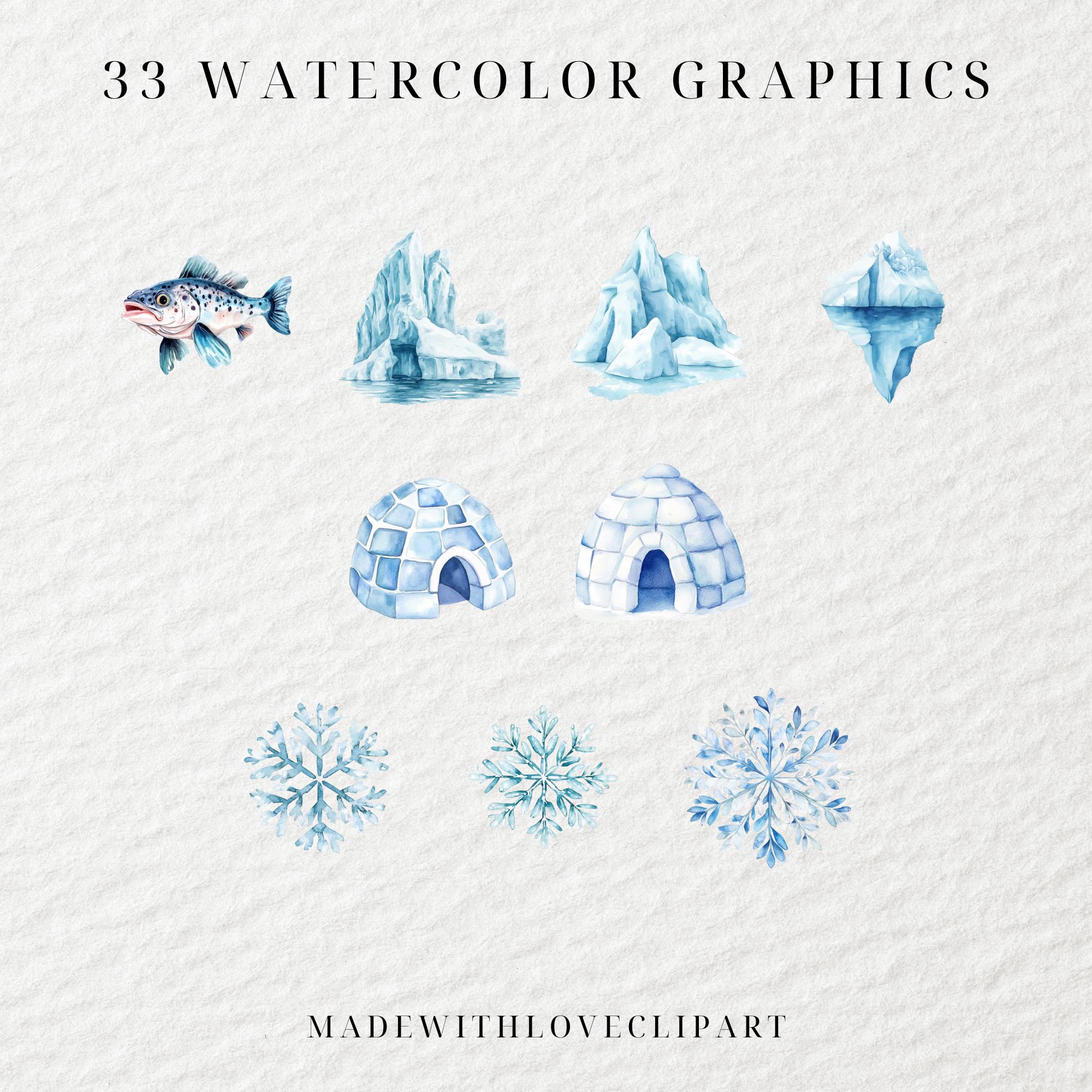 Watercolor Arctic Animals, Winter Animals Clipart, Winter Wonderland ...