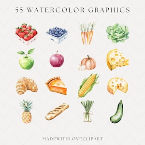 Watercolor Farmers Market Clipart, Locally Grown Clipart, Fruit Clipart ...