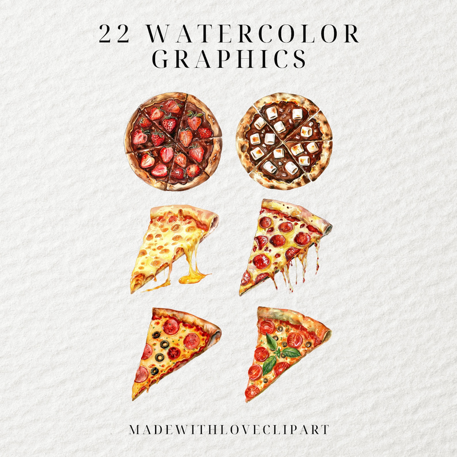 Watercolor Pizza Party Clipart Bundle, Pizza Clipart, Pizza Slice ...