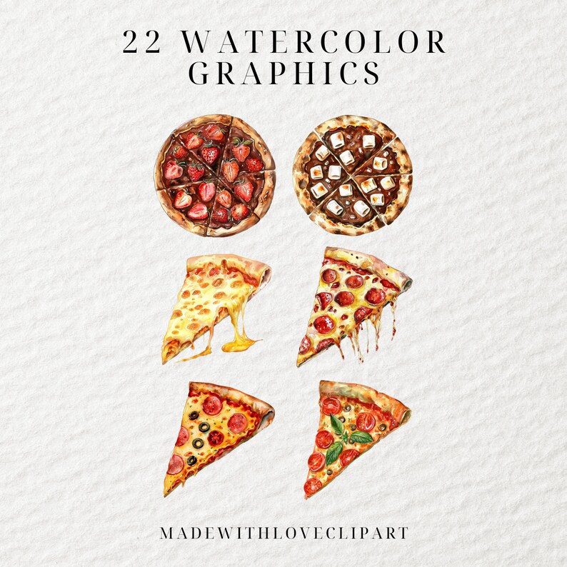 Watercolor Pizza Party Clipart Bundle, Pizza Clipart, Pizza Slice ...