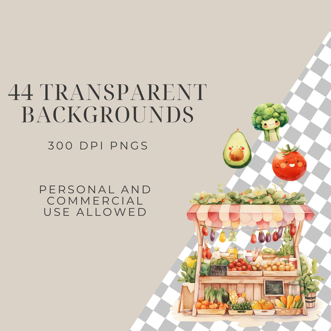 Watercolor Cute Vegetable Clipart, Veggie Clipart, Farm Clipart, Farm ...