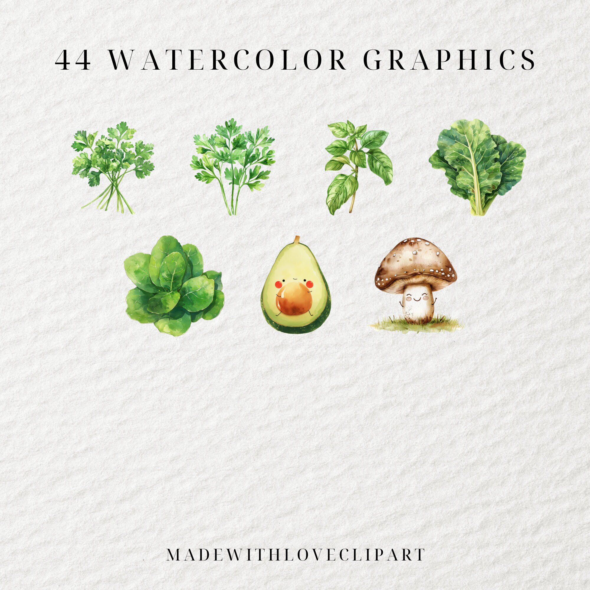 Watercolor Cute Vegetable Clipart, Veggie Clipart, Farm Clipart, Farm ...