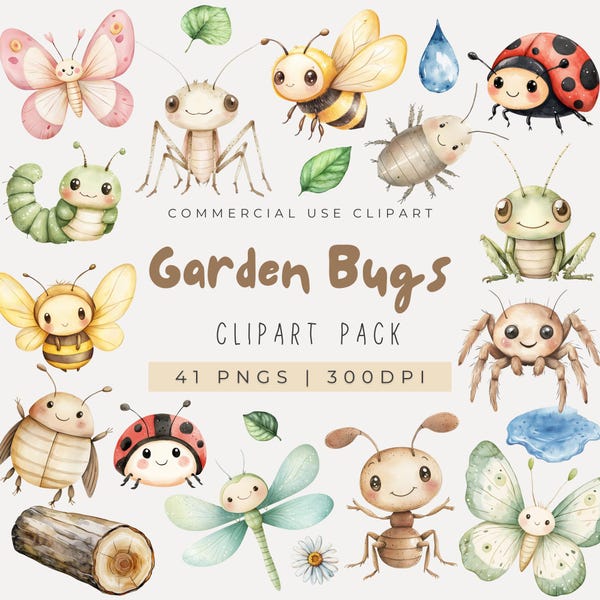 Cute Bugs Clipart - Etsy