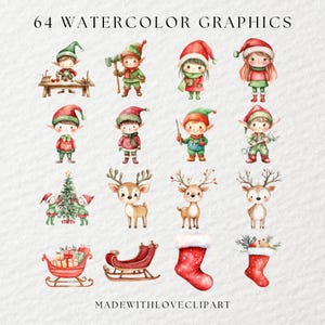Watercolor Santa's Workshop, Christmas Clipart, Santas Village Clipart ...