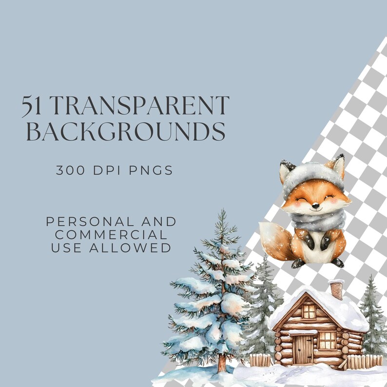 Watercolor Winter Woodland Clipart, Animals Clipart, Cute Forest ...