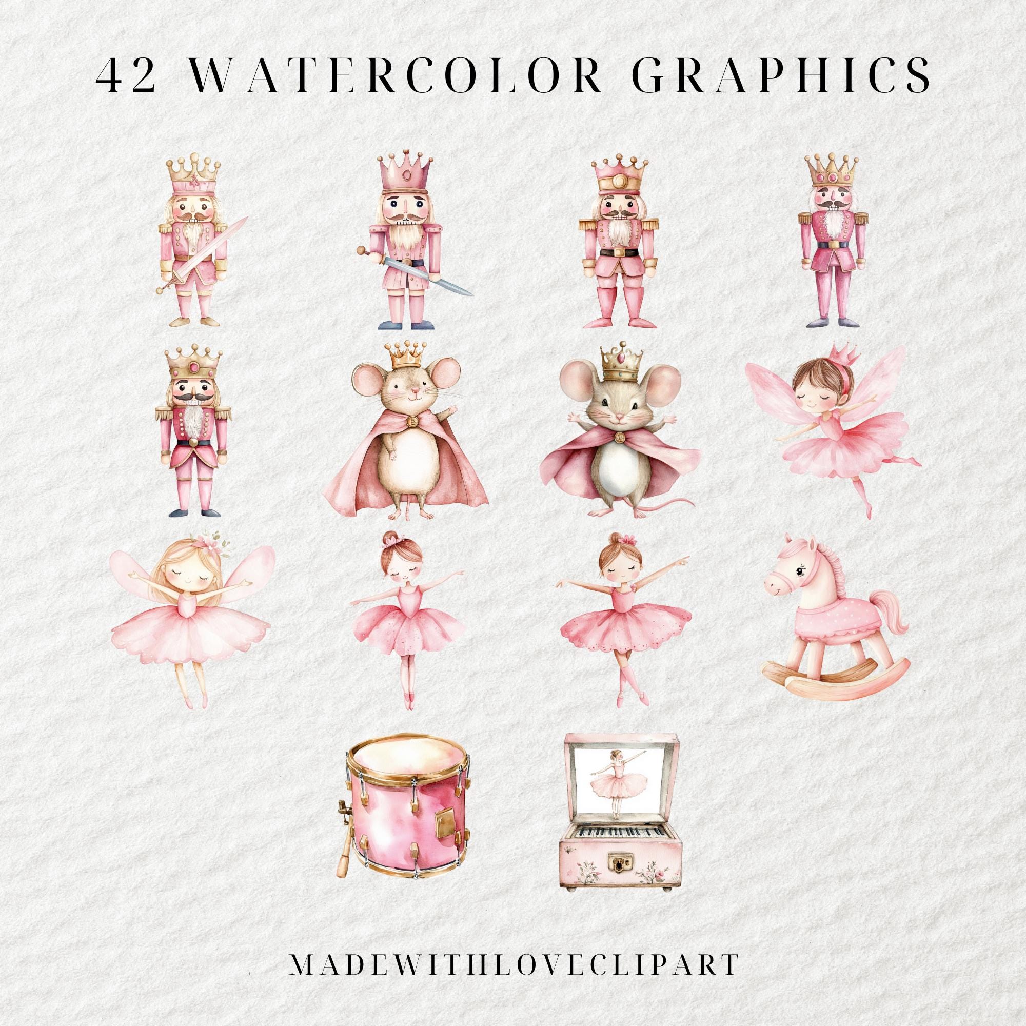 Watercolor Pink Nutcracker Clipart, Nutcracker Christmas, Pink ...
