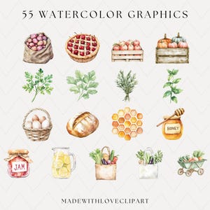 Watercolor Farmers Market Clipart, Locally Grown Clipart, Fruit Clipart ...