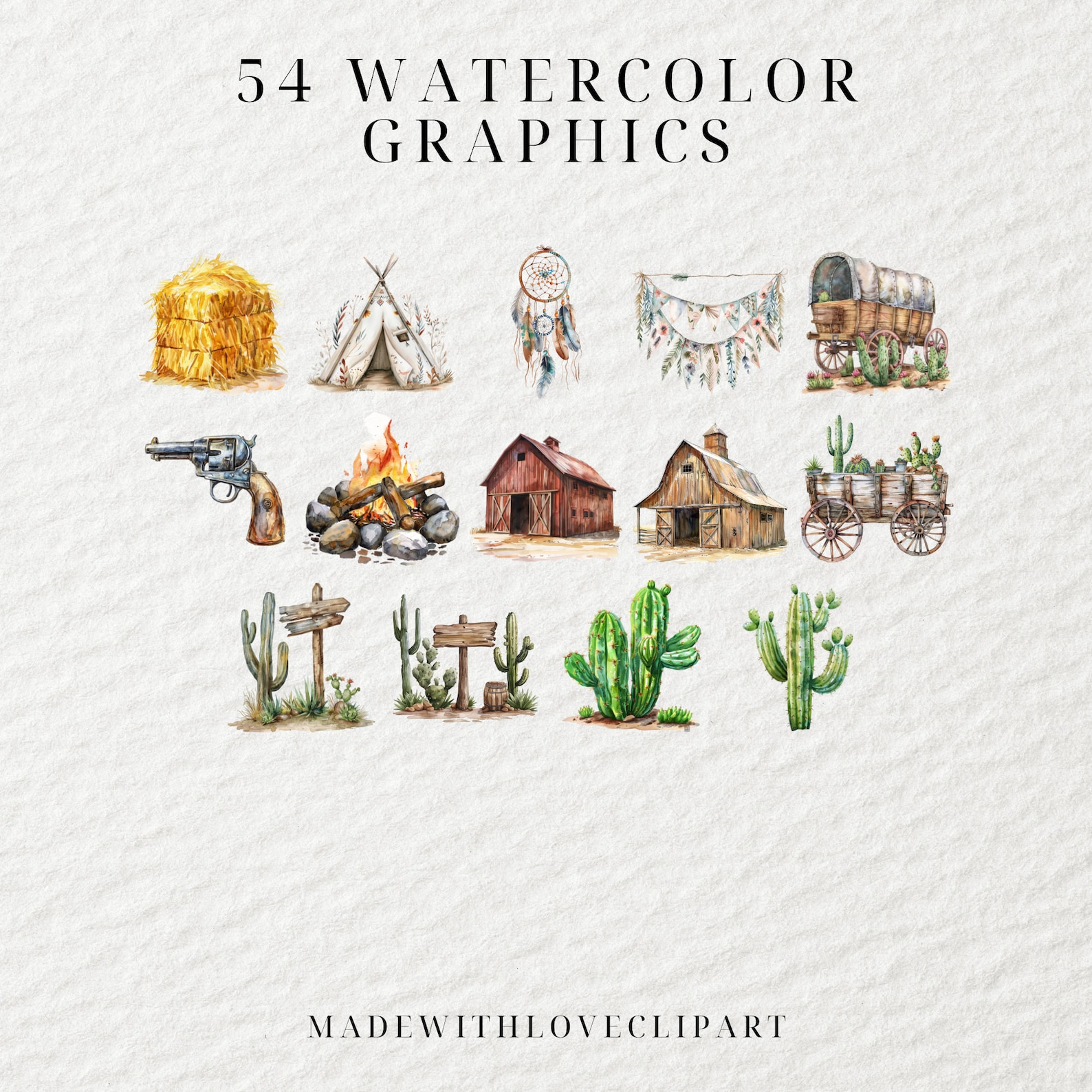 Watercolor Little Cowboy Clipart Bundle, Cute Cowboy Clipart, Wild West ...