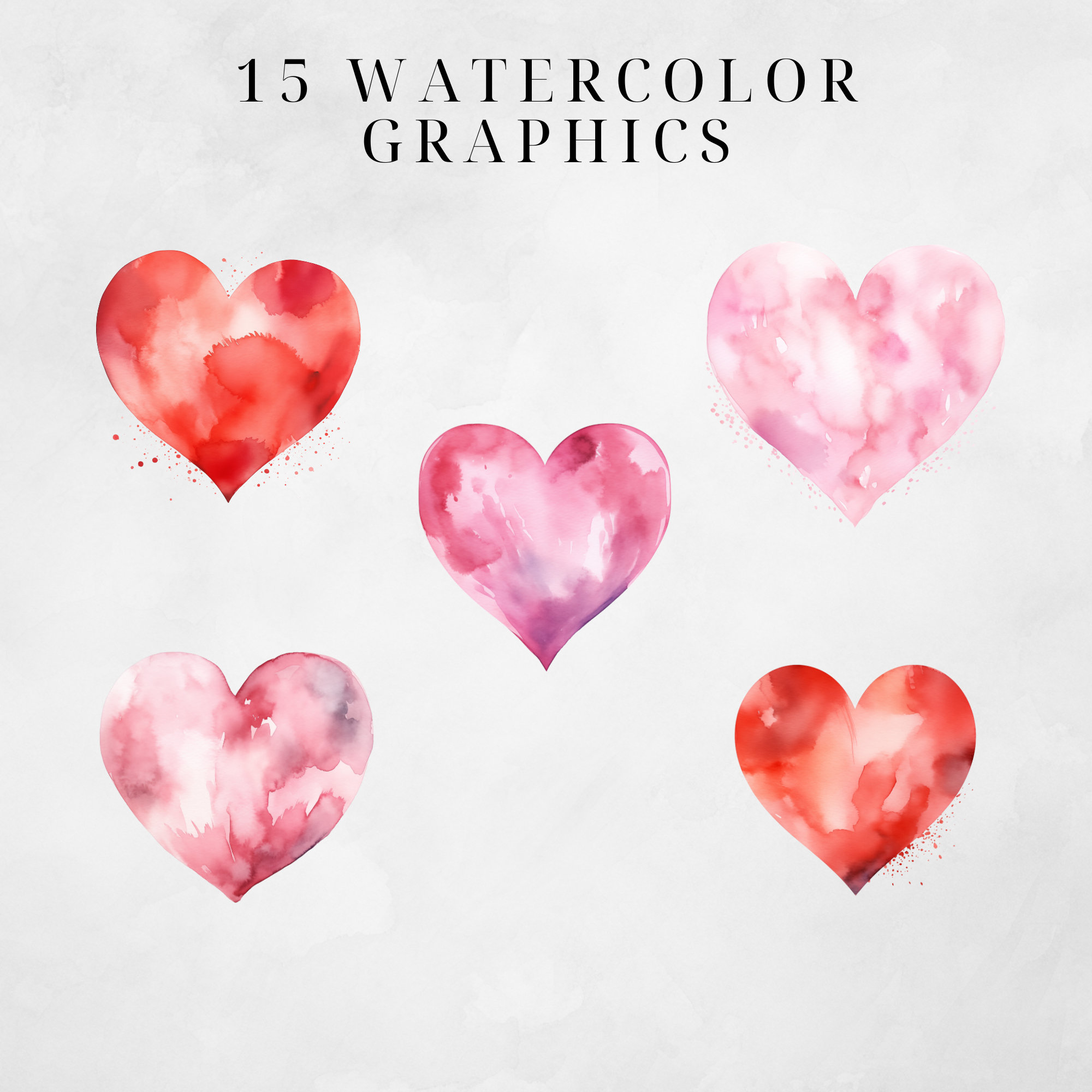 Watercolor Love Heart Clipart Bundle, Valentines Day Clipart, Clipart ...