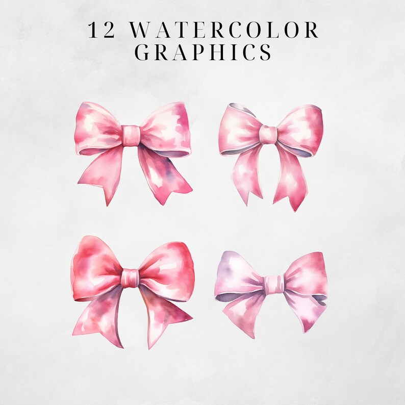 Watercolor Pink Bows Clipart Bundle, Ribbons Clipart, Girly Clipart ...