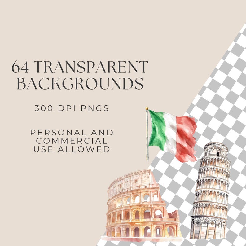 Watercolor Italy Clipart, Mediterranean Clipart, Summer Clipart, Amalfi ...