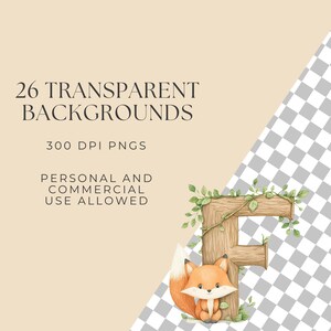 Watercolor Woodland Alphabet Clipart, Alphabet Clipart, Cute Animal ...