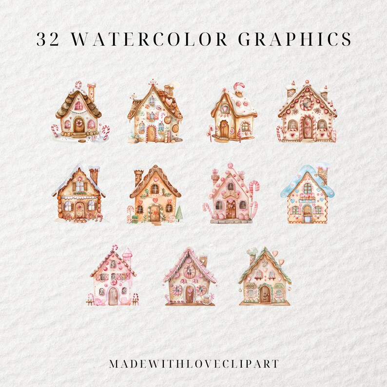 Watercolor Gingerbread Clipart, Gingerbread House, Gingerbread Man ...
