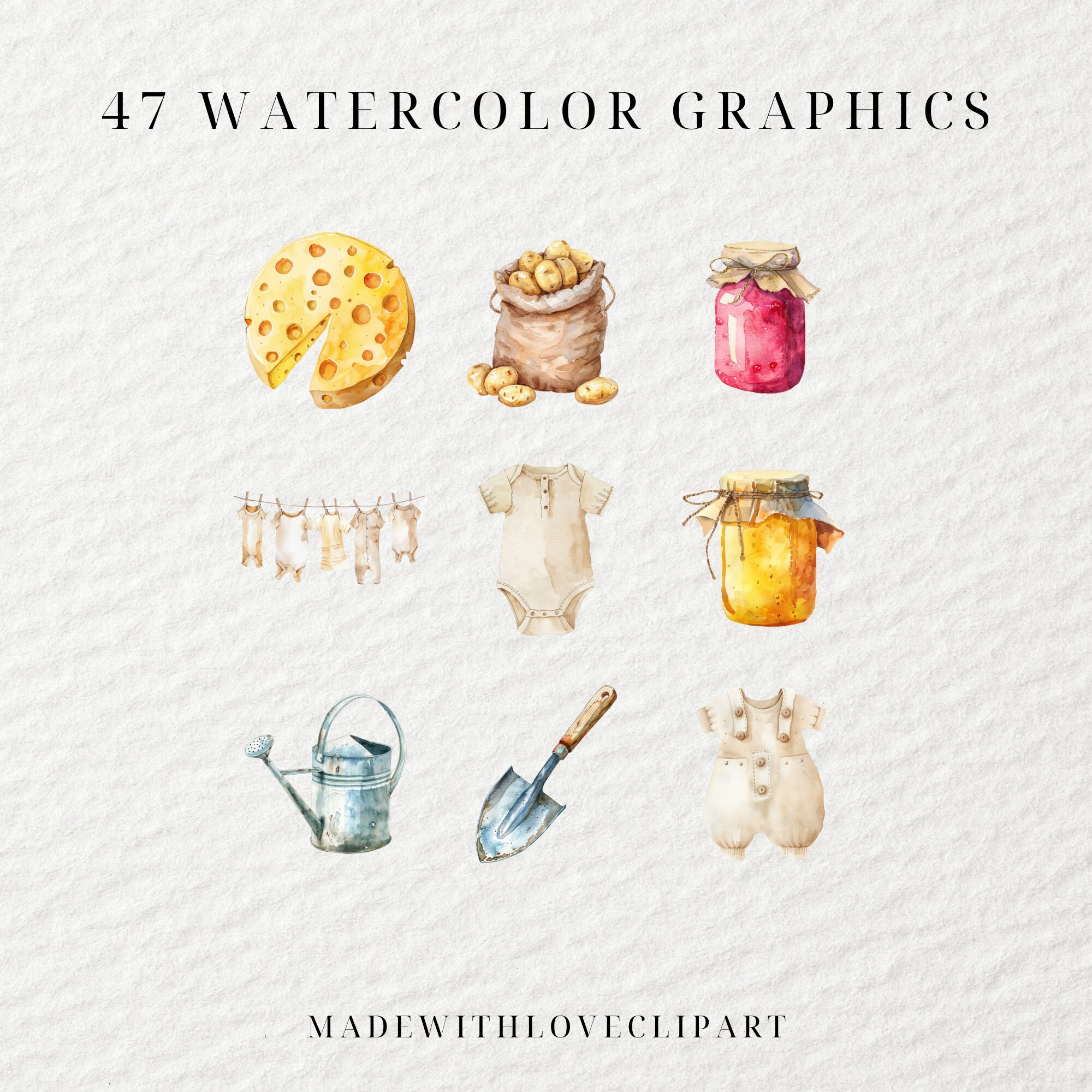 Watercolor Farmers Market Clipart, Locally Grown Clipart, Fruit Clipart ...