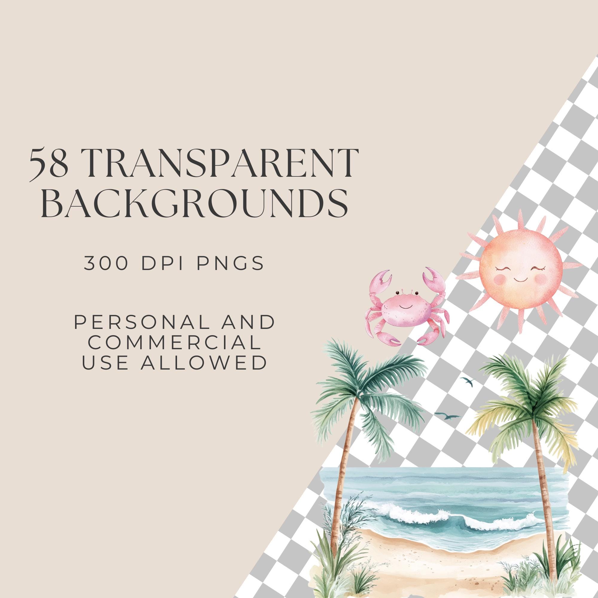 Watercolor Pink Beach Day Clipart, Pink Summer Clipart, Tropical ...