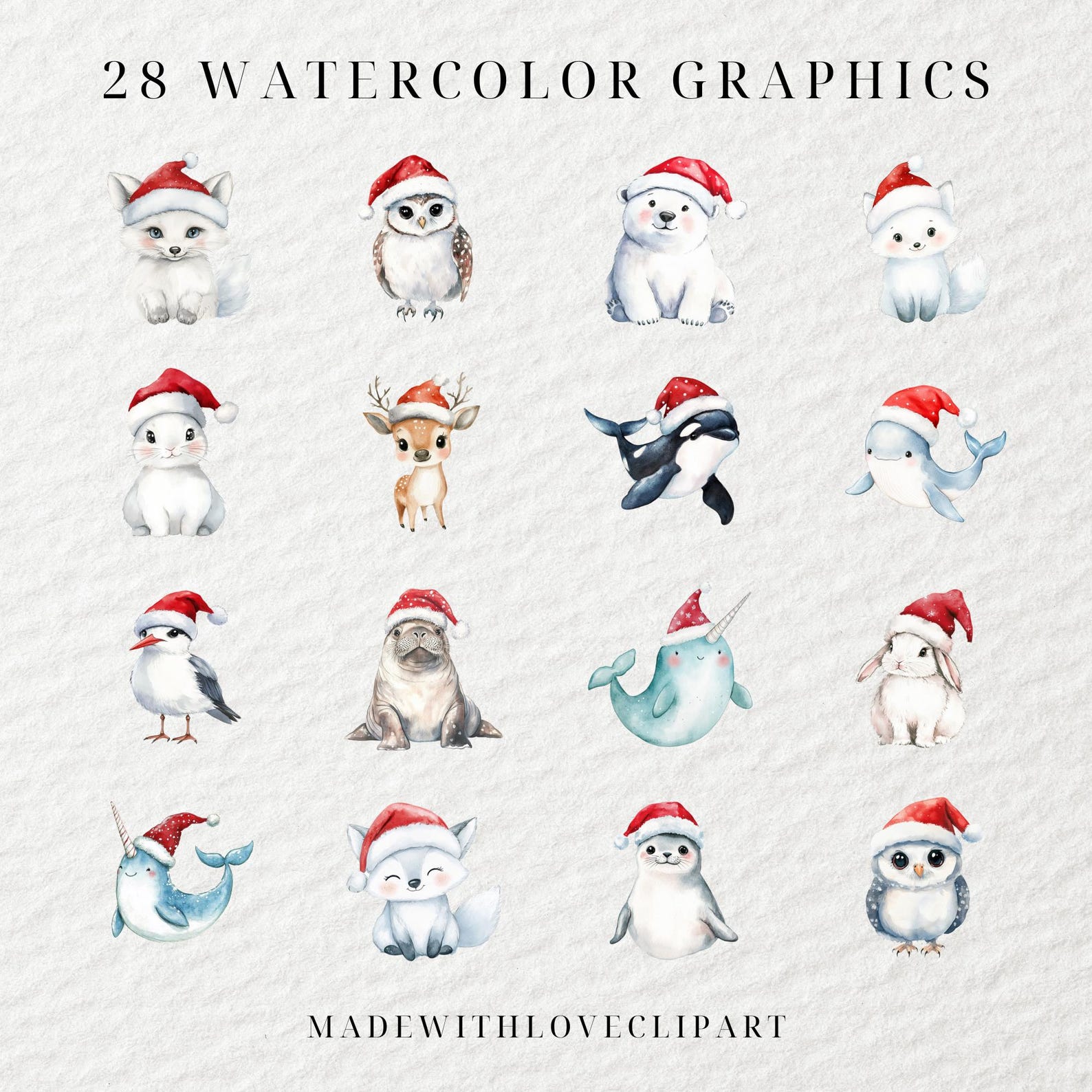 Watercolor Christmas Arctic Animals, Winter Animals Clipart, Winter ...