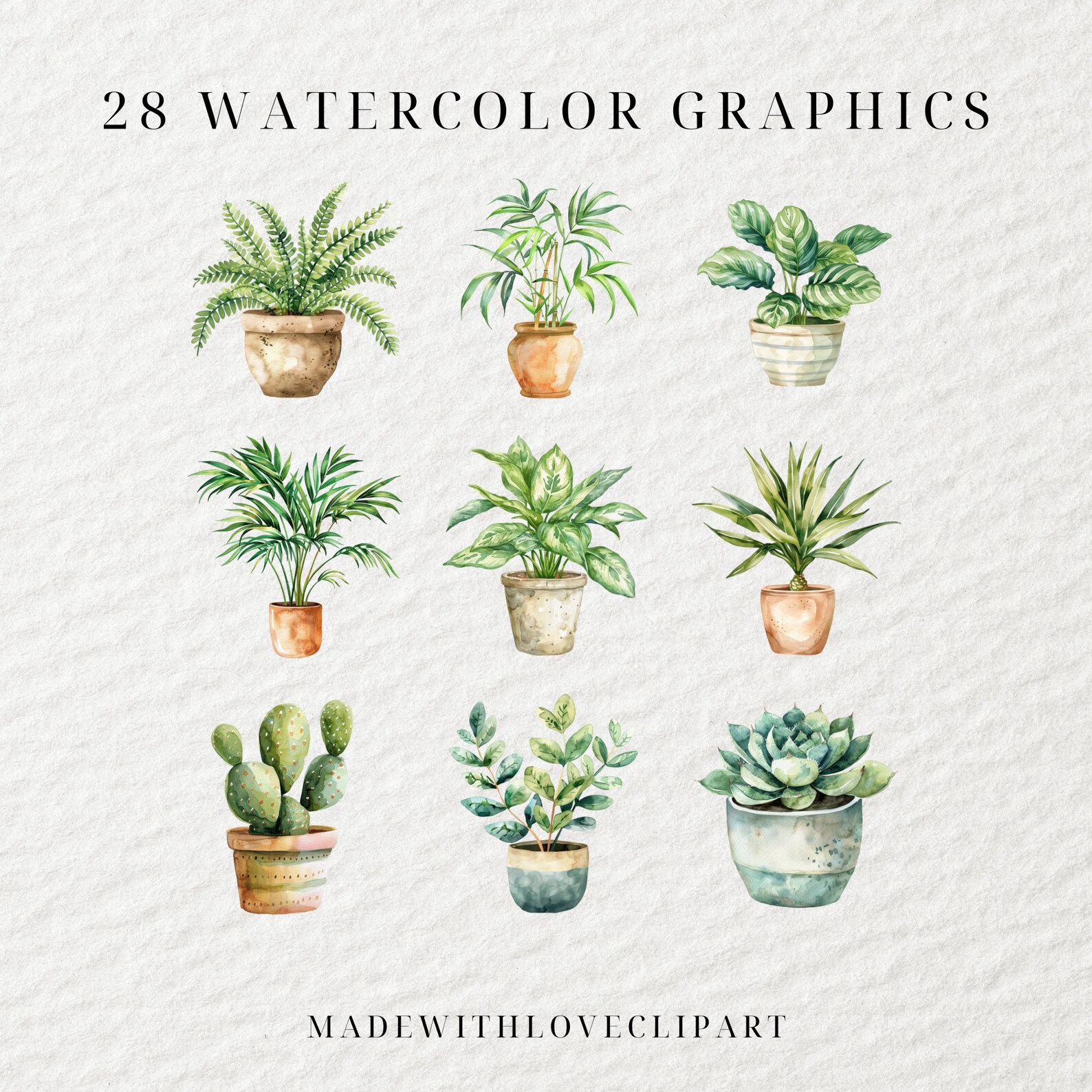 Watercolor House Plants Clipart, Indoor Plants Clipart, Potted Plants ...