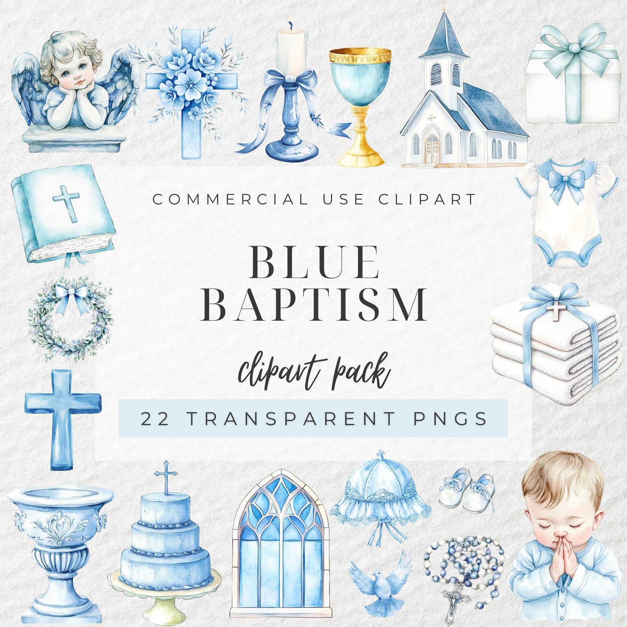 Watercolor Blue Baby Baptism Clipart, Religious Clipart, Christian ...