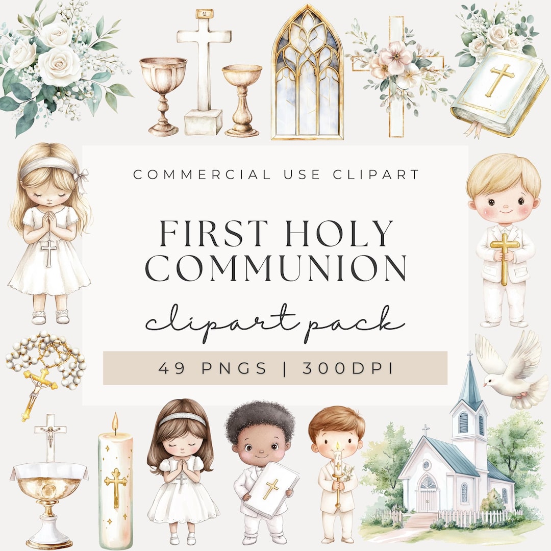 Watercolor First Holy Communion Clipart, Religious Clipart, Christian ...