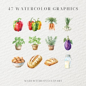 Watercolor Farmers Market Clipart, Locally Grown Clipart, Fruit Clipart ...