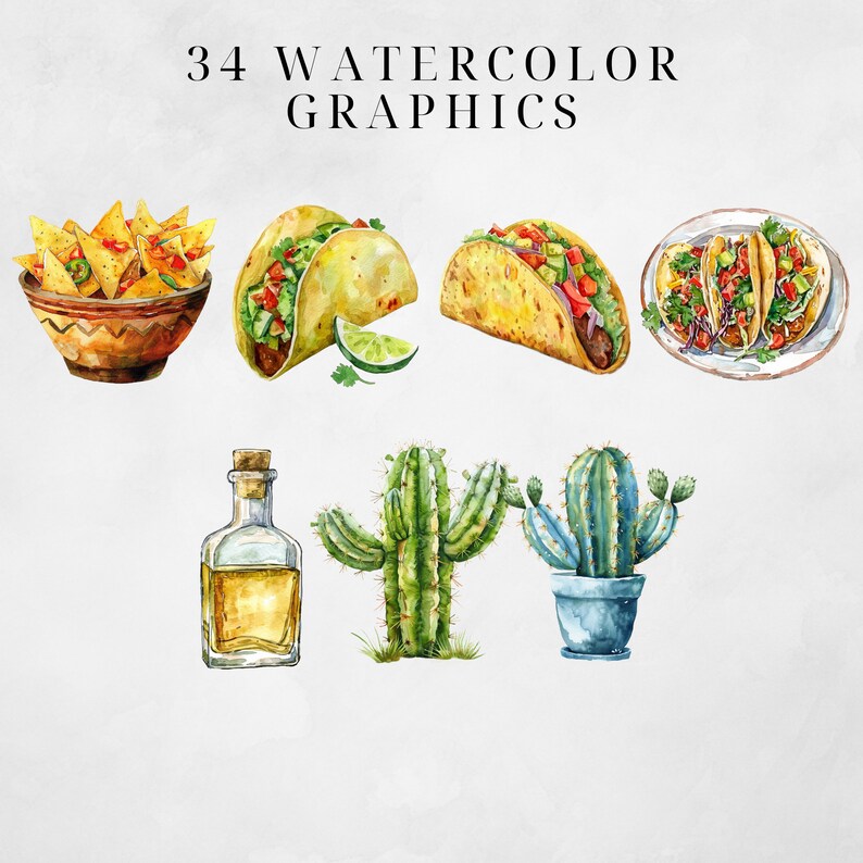 Watercolor Cinco De Mayo Clipart Bundle, Fiesta Clipart, Mexican ...