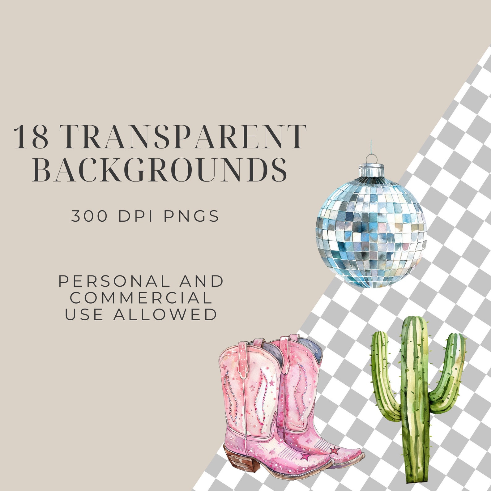 Watercolor Disco Cowgirl Clipart, Disco Clipart, Coastal Cowgirl ...