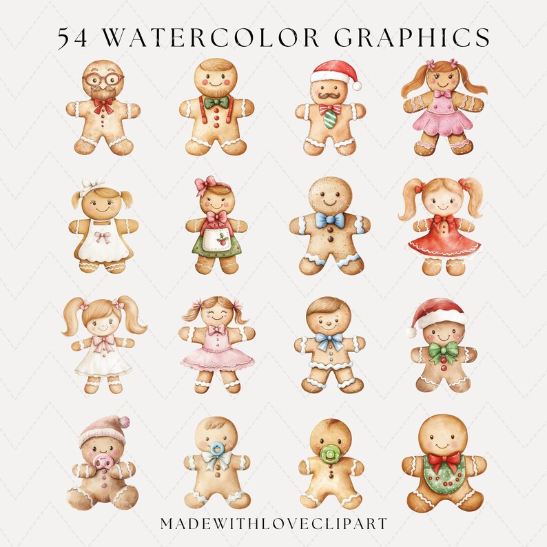 Watercolor Gingerbread Family Clipart, Gingerbread House, Gingerbread ...