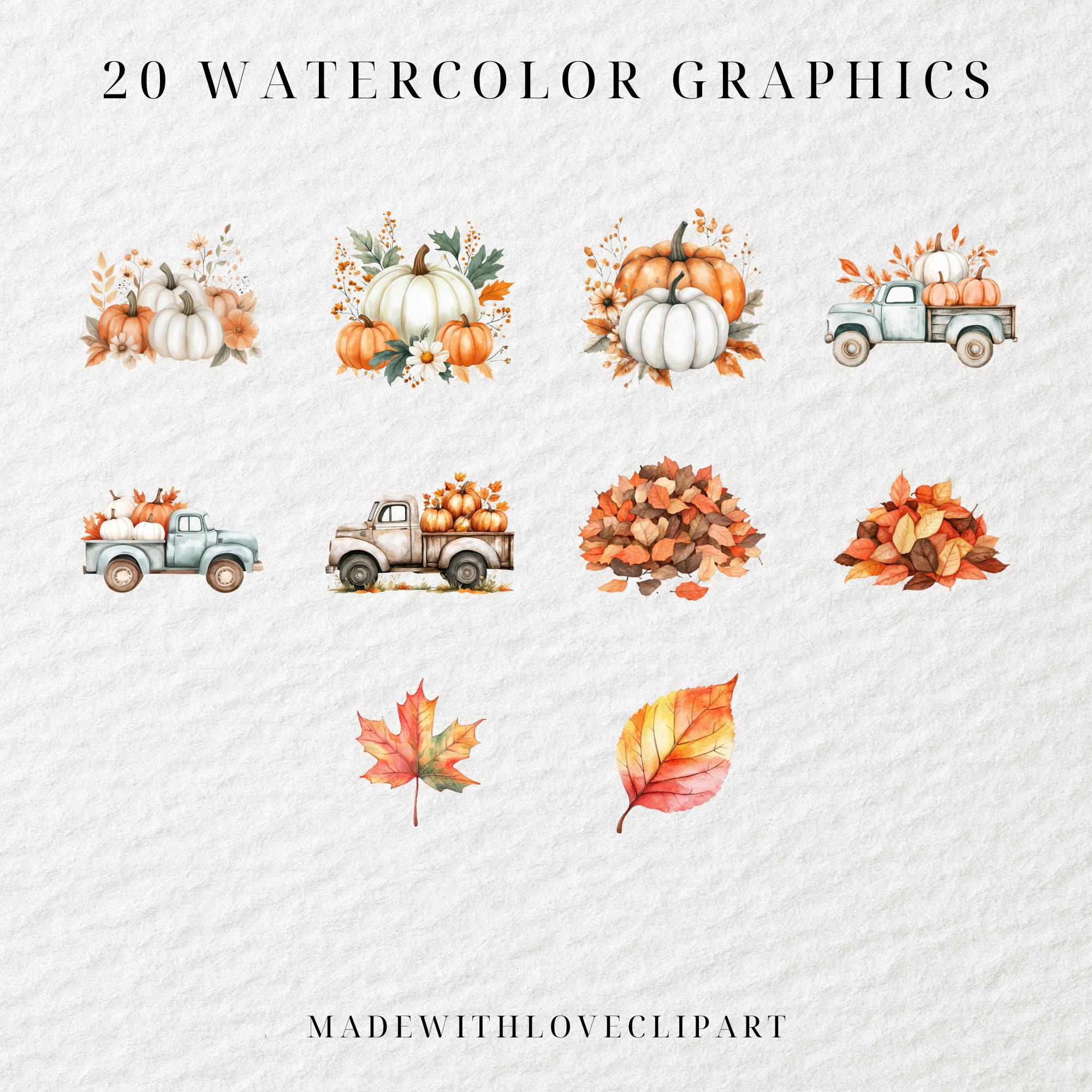 Watercolor Pumpkin Clipart, Autumn Clipart, Fall Clipart, Fall Pumpkin ...